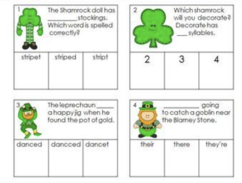 St. Patrick's Day Literacy Centers March Clip Cards Activities Freebie ...