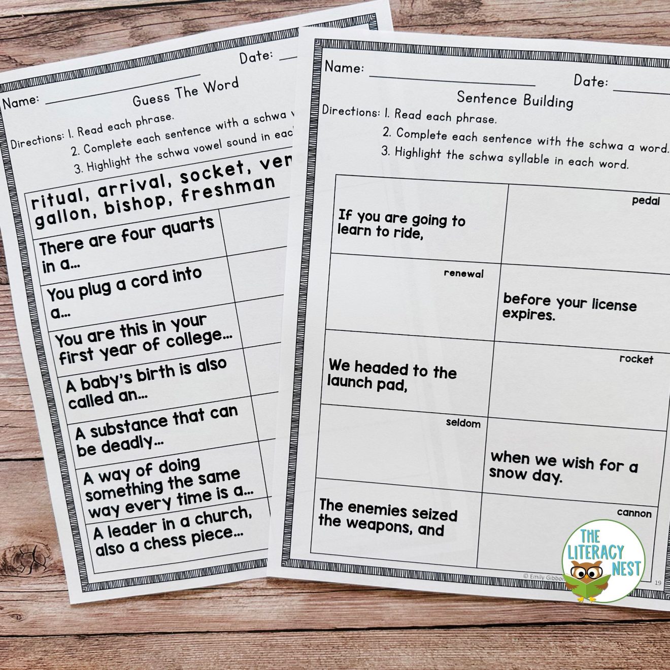 Schwa Sound Spelling Activities for Orton-Gillingham Lesson Plans - The ...