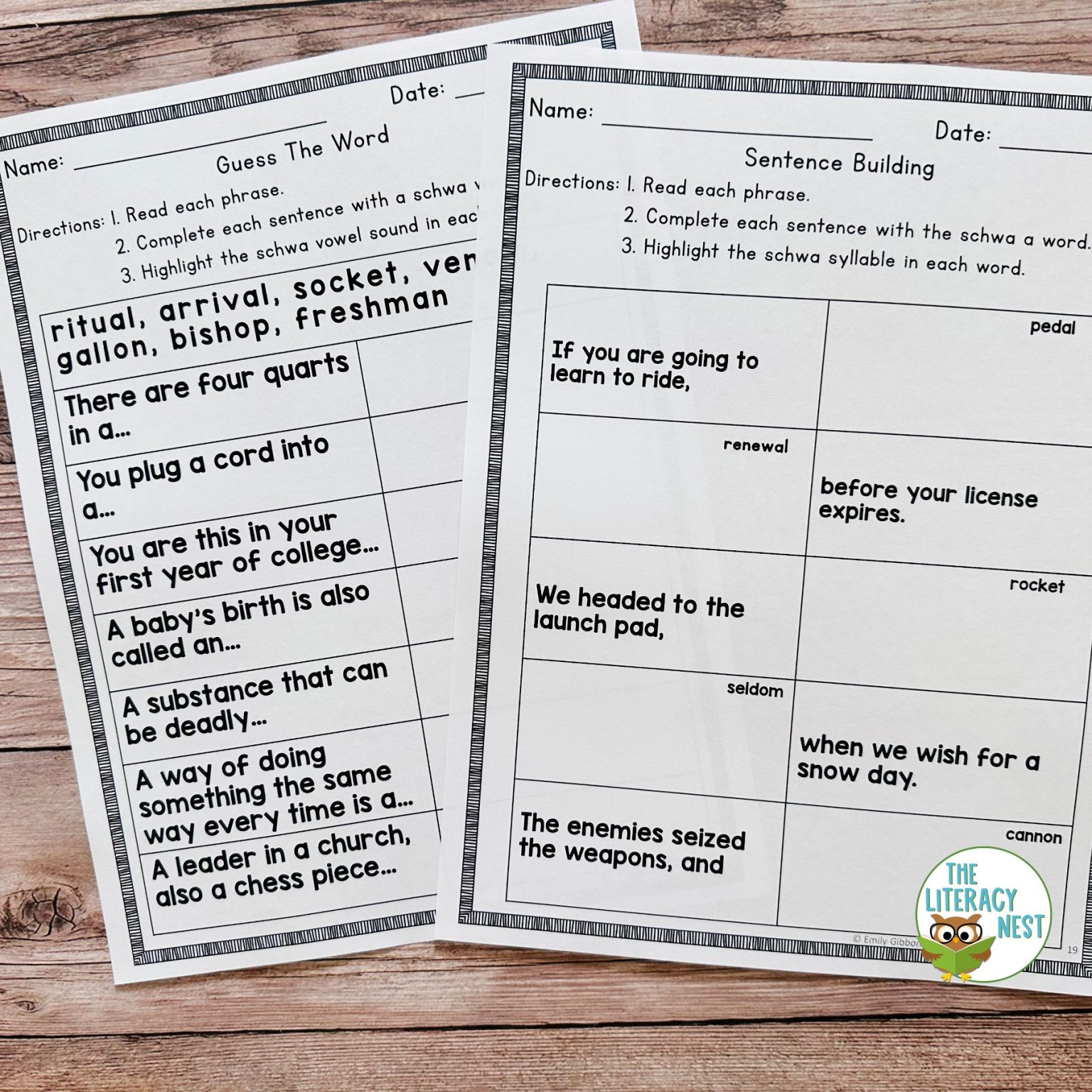 Schwa Sound Spelling Activities for Orton-Gillingham Lesson Plans - The ...