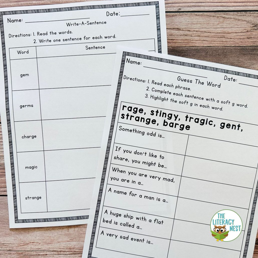 Hard and Soft G Phonics Activities for Orton Gillingham Lessons - The ...