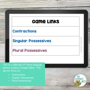 Contractions and Possessives Games Freebie - The Literacy Nest