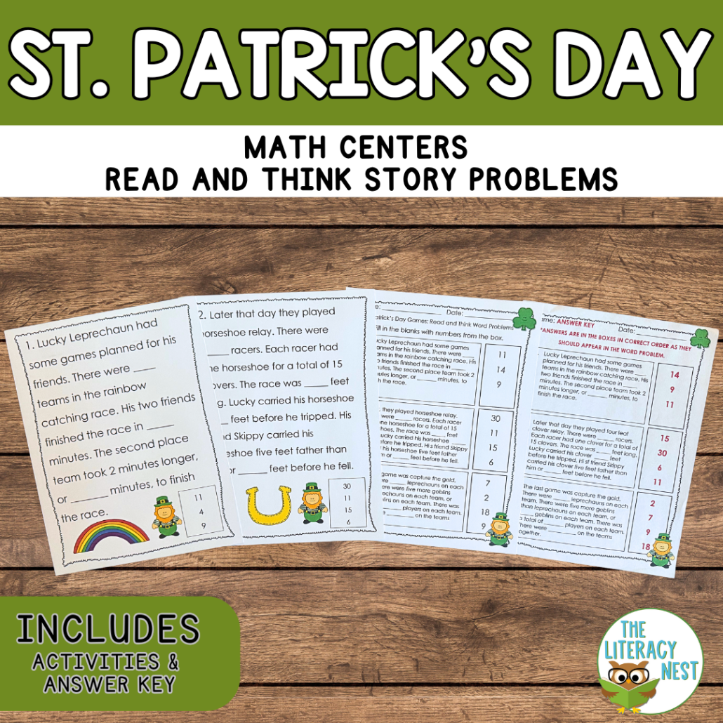 St. Patrick's Day March Math Problems for Math Centers - The Literacy Nest