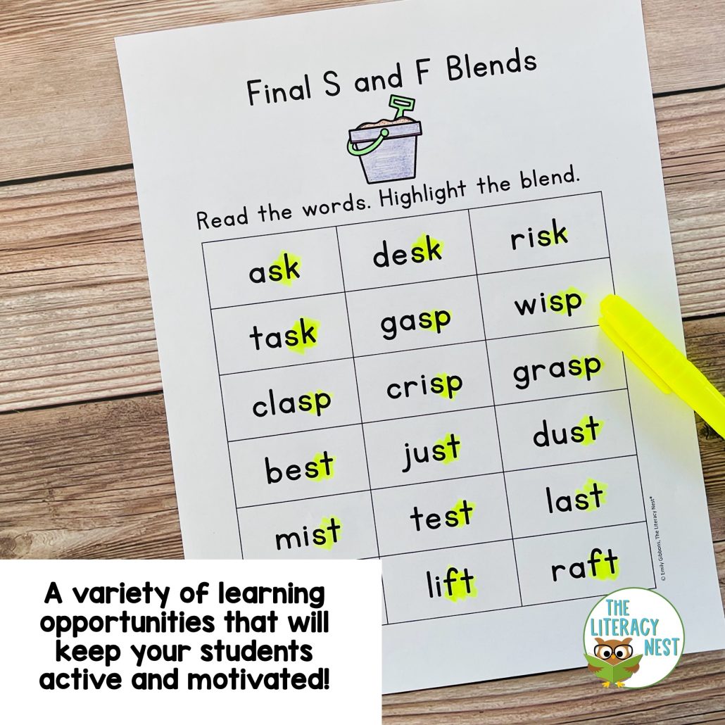 Consonant Blends Summer Worksheets and Activities - The Literacy Nest