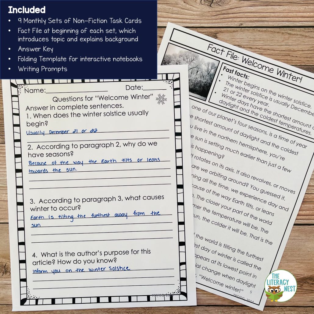Task Cards: Non-Fiction Reading Informational Bundle - The Literacy Nest