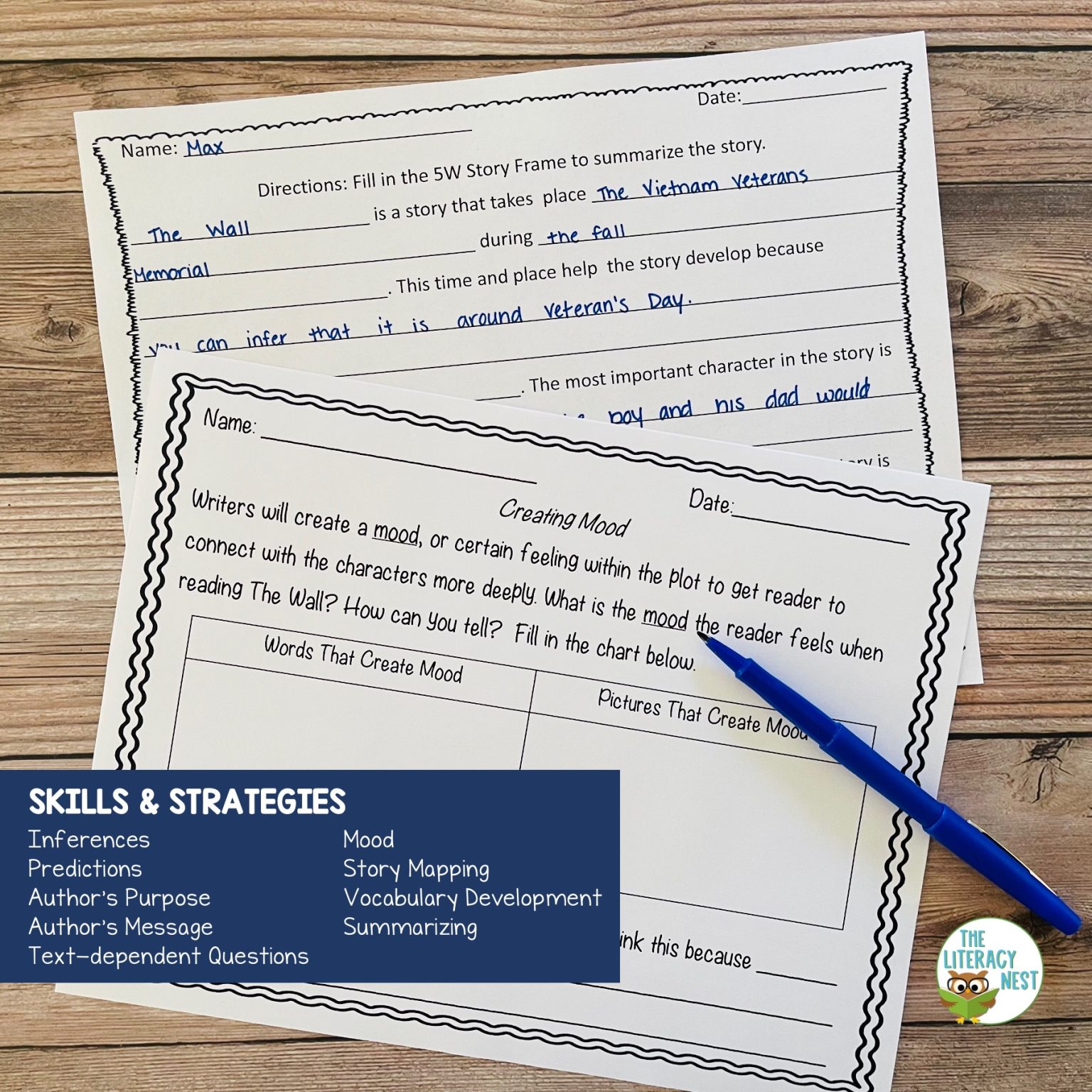 Book Companion Activities for The Wall by Eve Bunting - The Literacy Nest