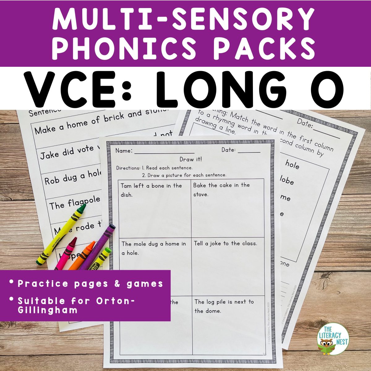VCE Long O Phonics Activities for Orton-Gillingham Lessons - The ...