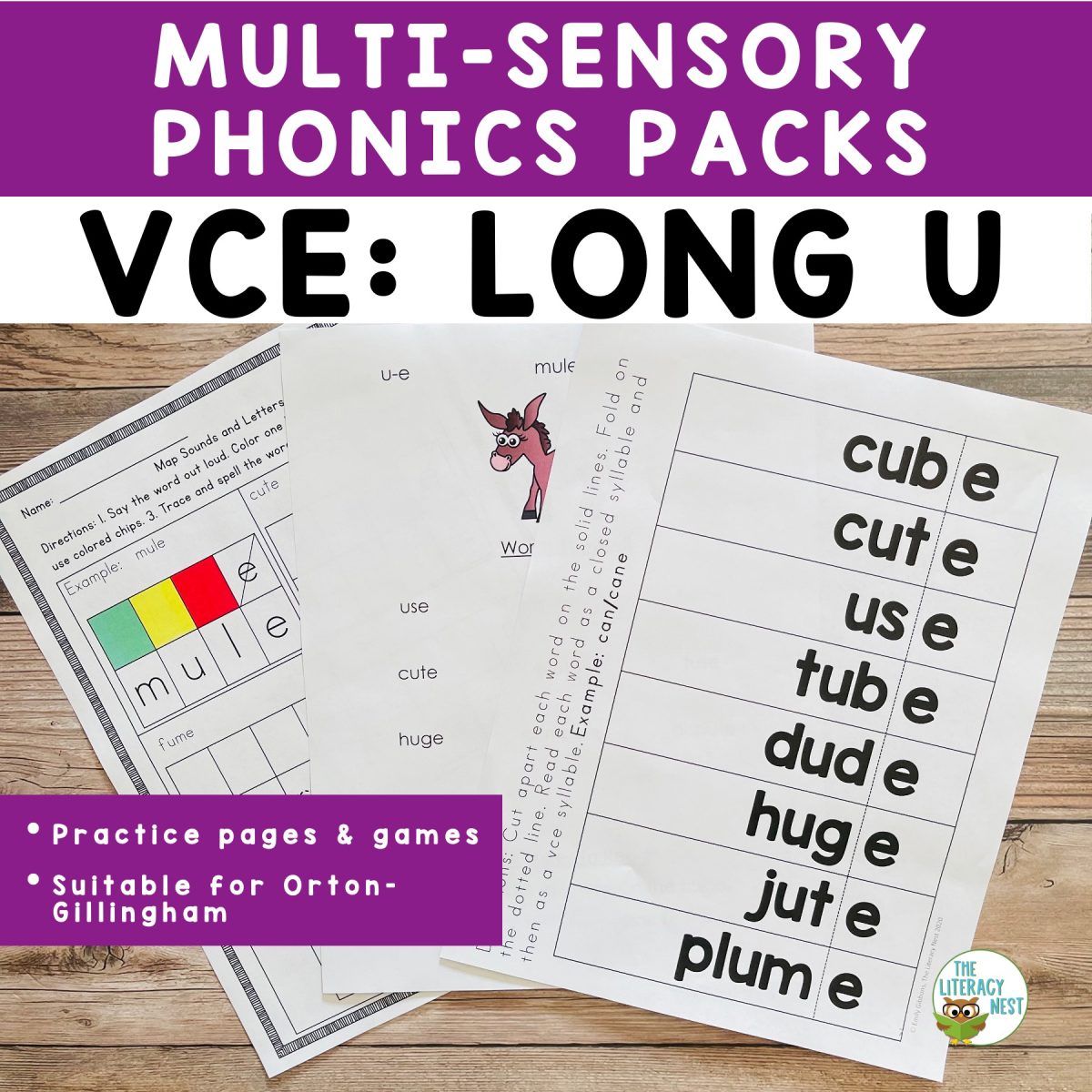 VCE Long U Orton-Gillingham Phonics Activities for Orton-Gillingham ...
