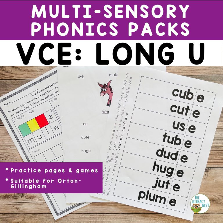 VCE Long U Orton-Gillingham Phonics Activities for Orton-Gillingham ...