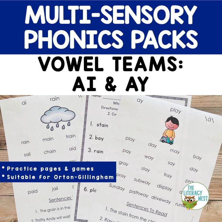 Vowel Teams Vowel Digraph EA Worksheets and Activities for Orton ...