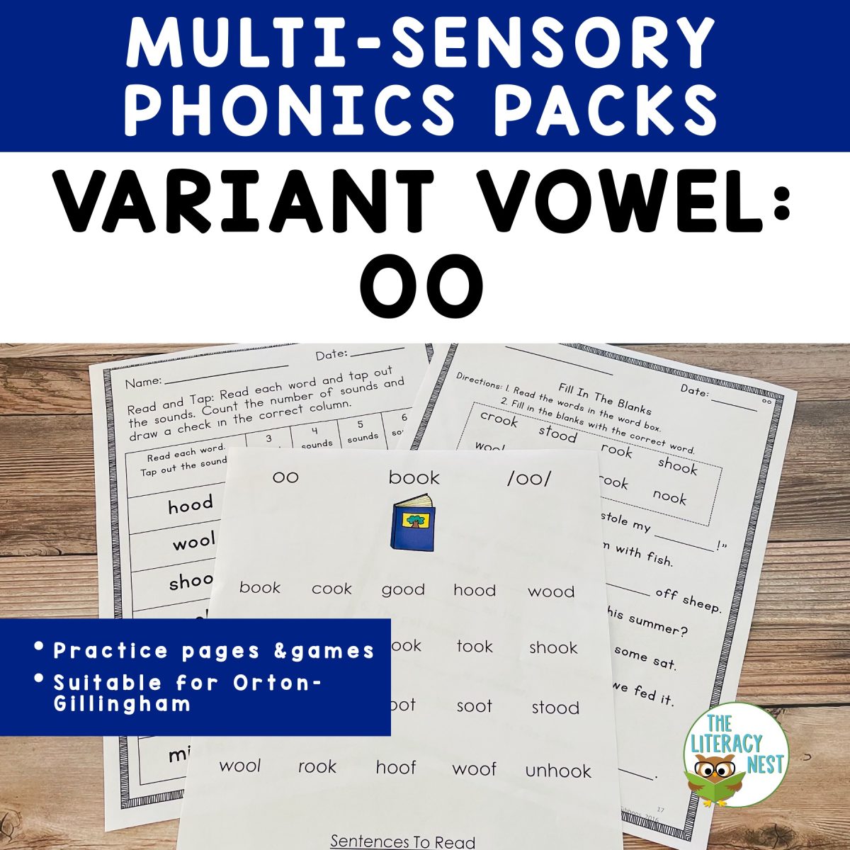 Vowel Teams OO Worksheets and Activities for Orton-Gillingham Lessons ...