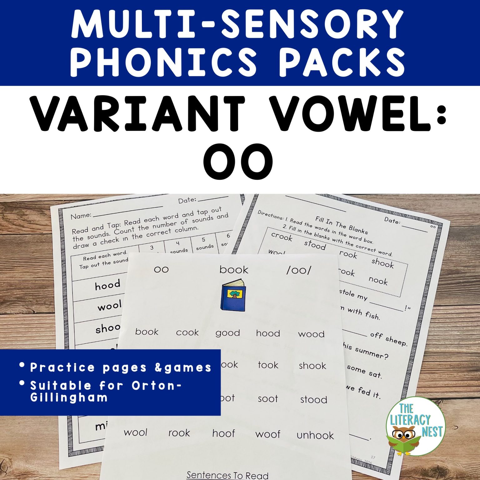 Vowel Teams OO Worksheets and Activities for Orton-Gillingham Lessons ...