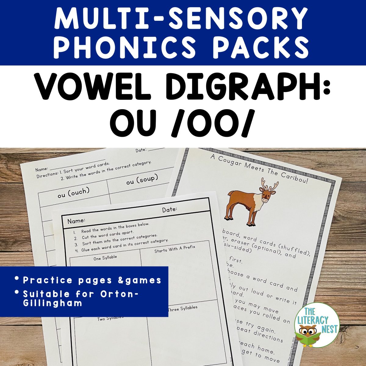 Vowel Team OU /oo/ Phonics Activities for Orton-Gillingham Lessons ...