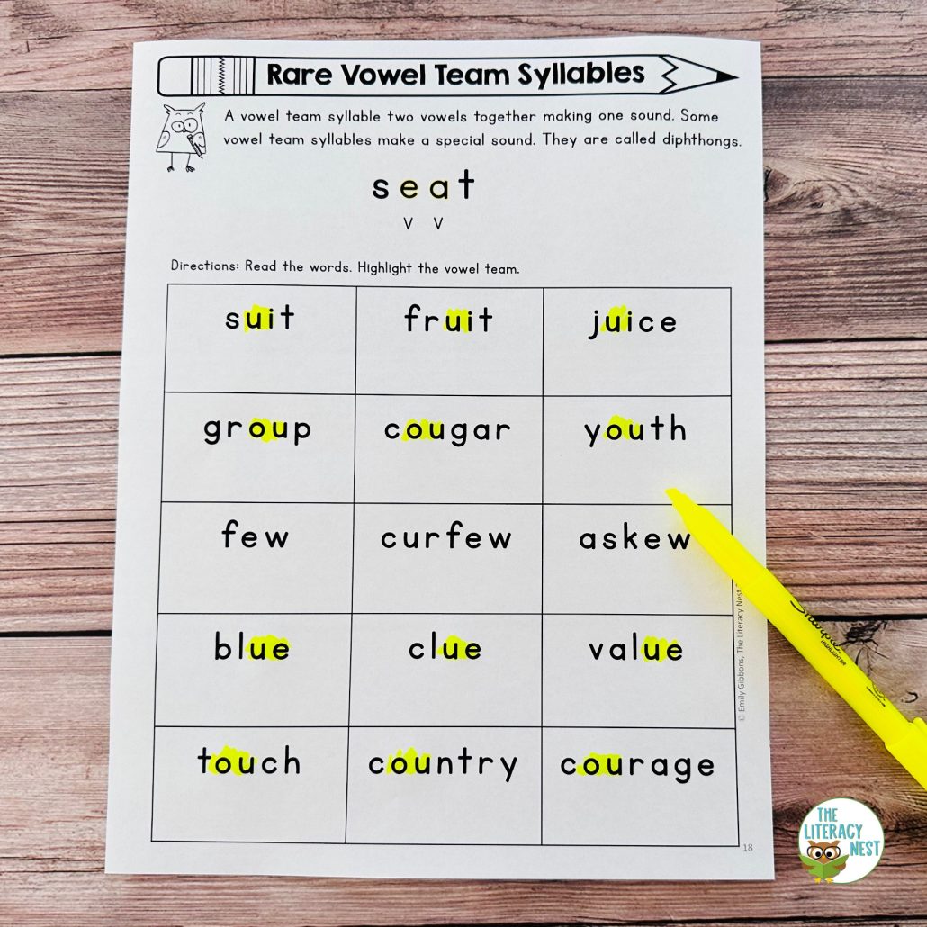 Syllable Types Vowel Teams Activities Orton-Gillingham Lessons - The ...