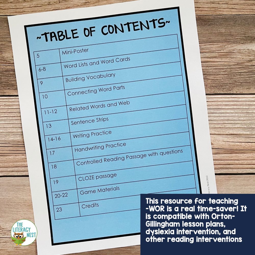 Advanced Orton-Gillingham Activities for WOR /wer/ - The Literacy Nest