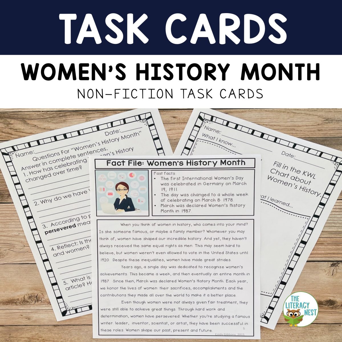 Women’s History Month Nonfiction Task Cards - The Literacy Nest