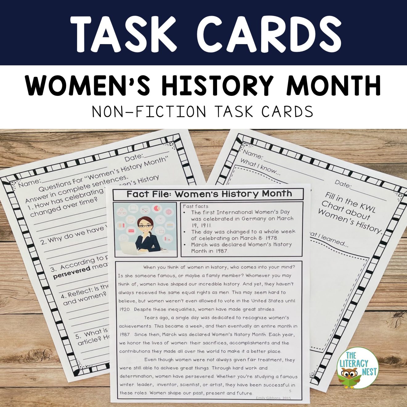 Women’s History Month Nonfiction Task Cards - The Literacy Nest