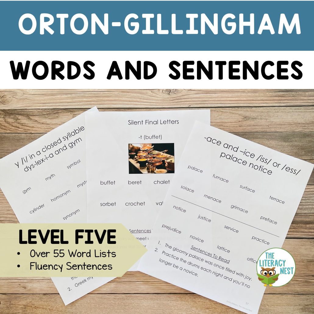 Decodable Word Lists & Sentences for Orton Gillingham Lessons Level 5 ...