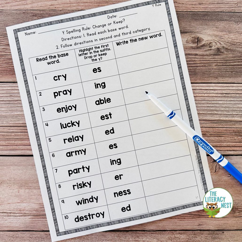 Y Rule Activities for Orton-Gillingham Lessons - The Literacy Nest