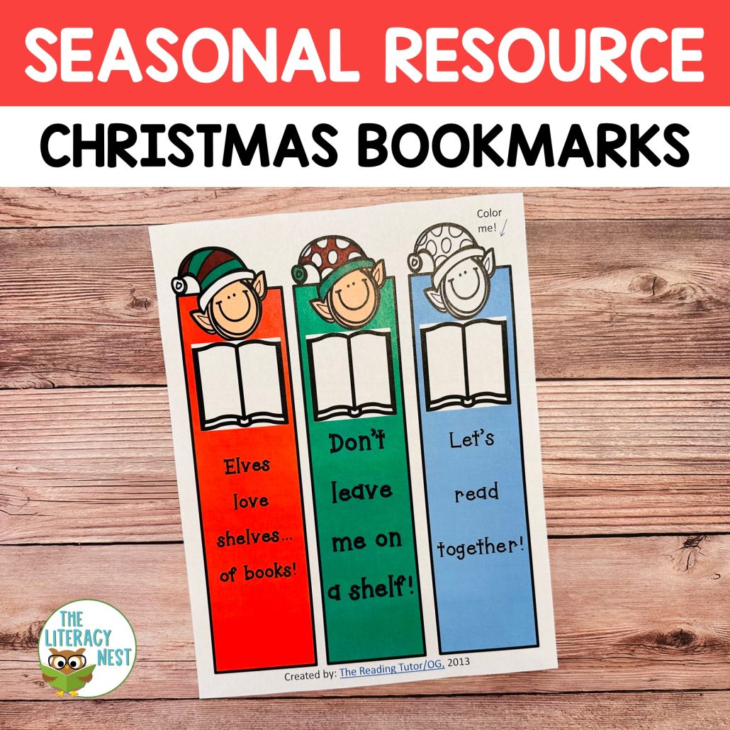 Free Christmas Bookmarks Freebie Activity - The Literacy Nest