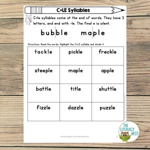 C+LE Syllable Type Orton-Gillingham Activities - The Literacy Nest