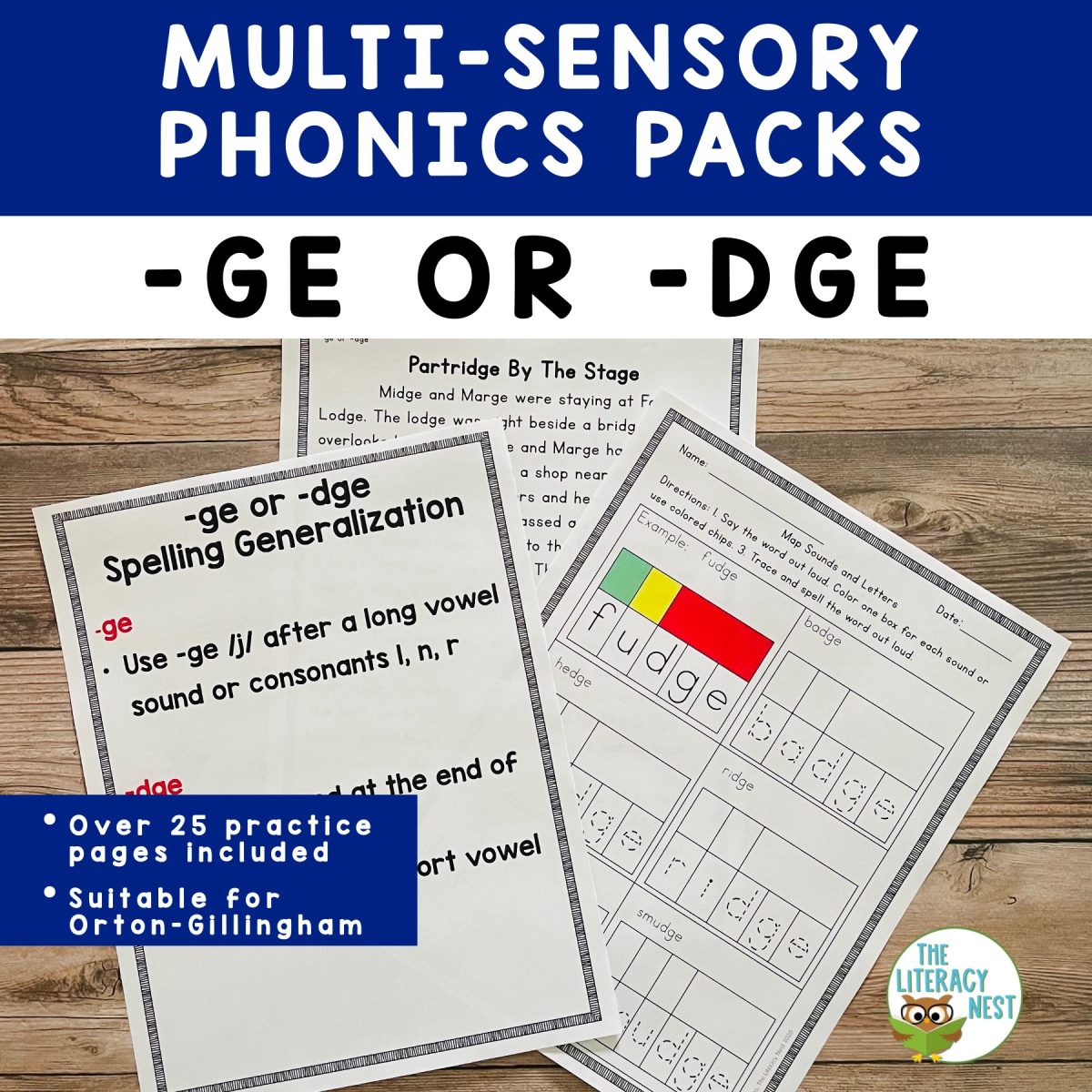 GE/DGE Phonics Activities for Orton-Gillingham Lessons - The Literacy Nest