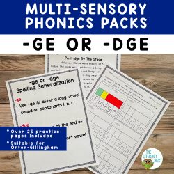 GE/DGE Phonics Activities for Orton-Gillingham Lessons - The Literacy Nest