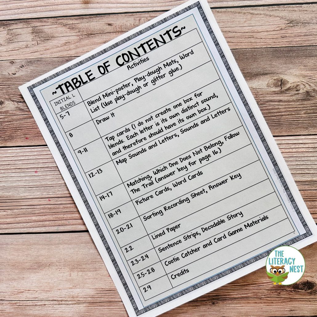 Consonant Blends Initial L Phonics Activities for Orton-Gillingham ...