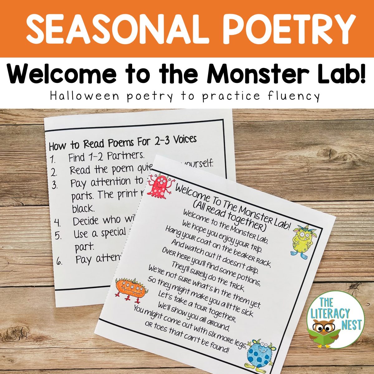 Halloween Poetry for Fluency Practice Monster Theme - The Literacy Nest