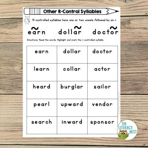 Syllable Types R-Controlled Vowels for Orton-Gillingham Lesson Plans ...