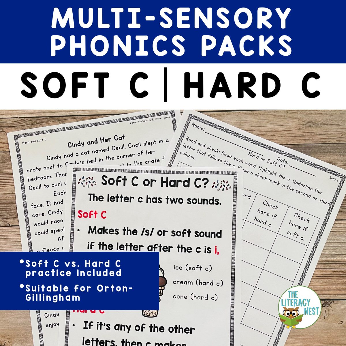 Hard C and Soft C Sounds Phonics Activities for Orton-Gillingham ...