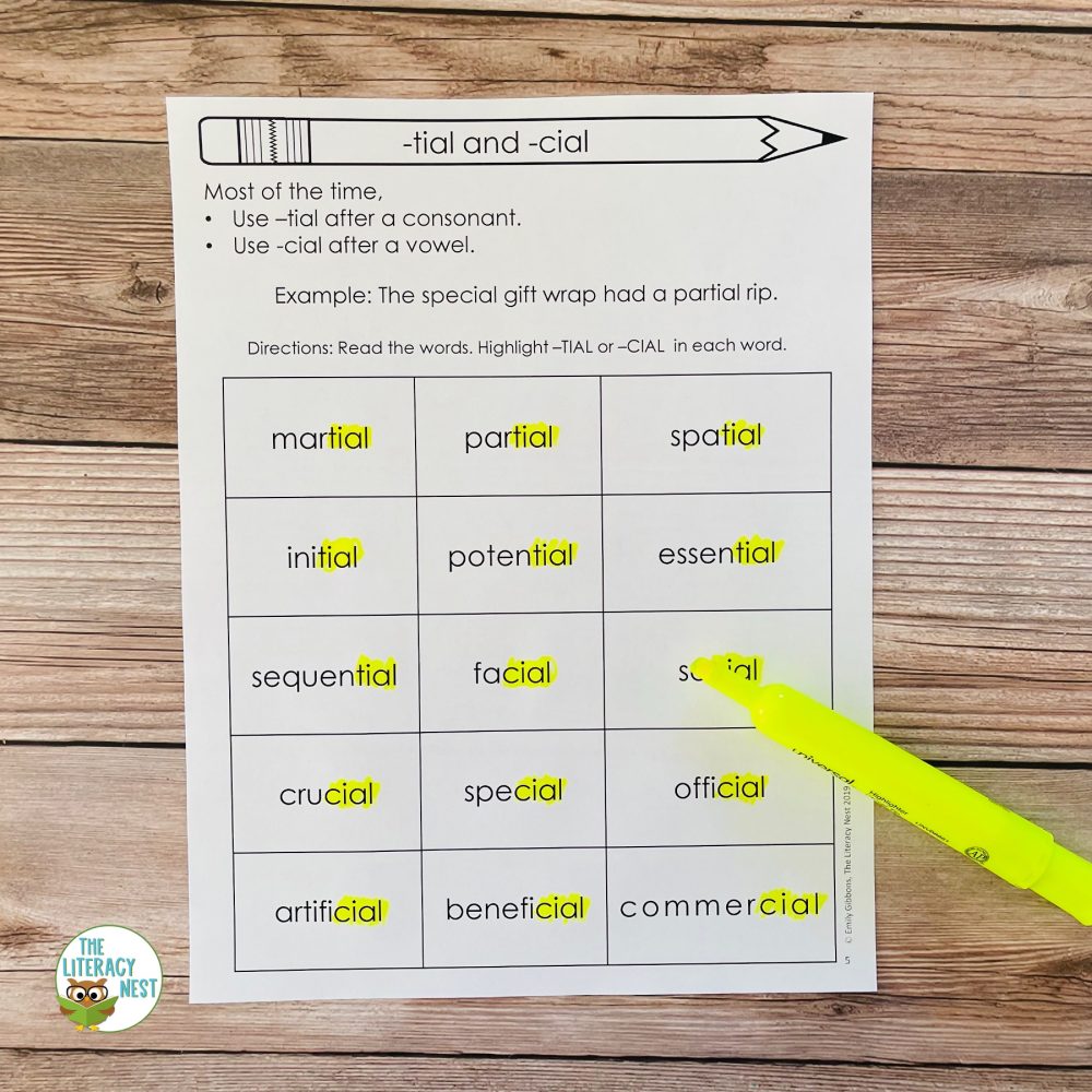 Suffix -TIAL and -CIAL for Advanced Orton-Gillingham Activities - The ...