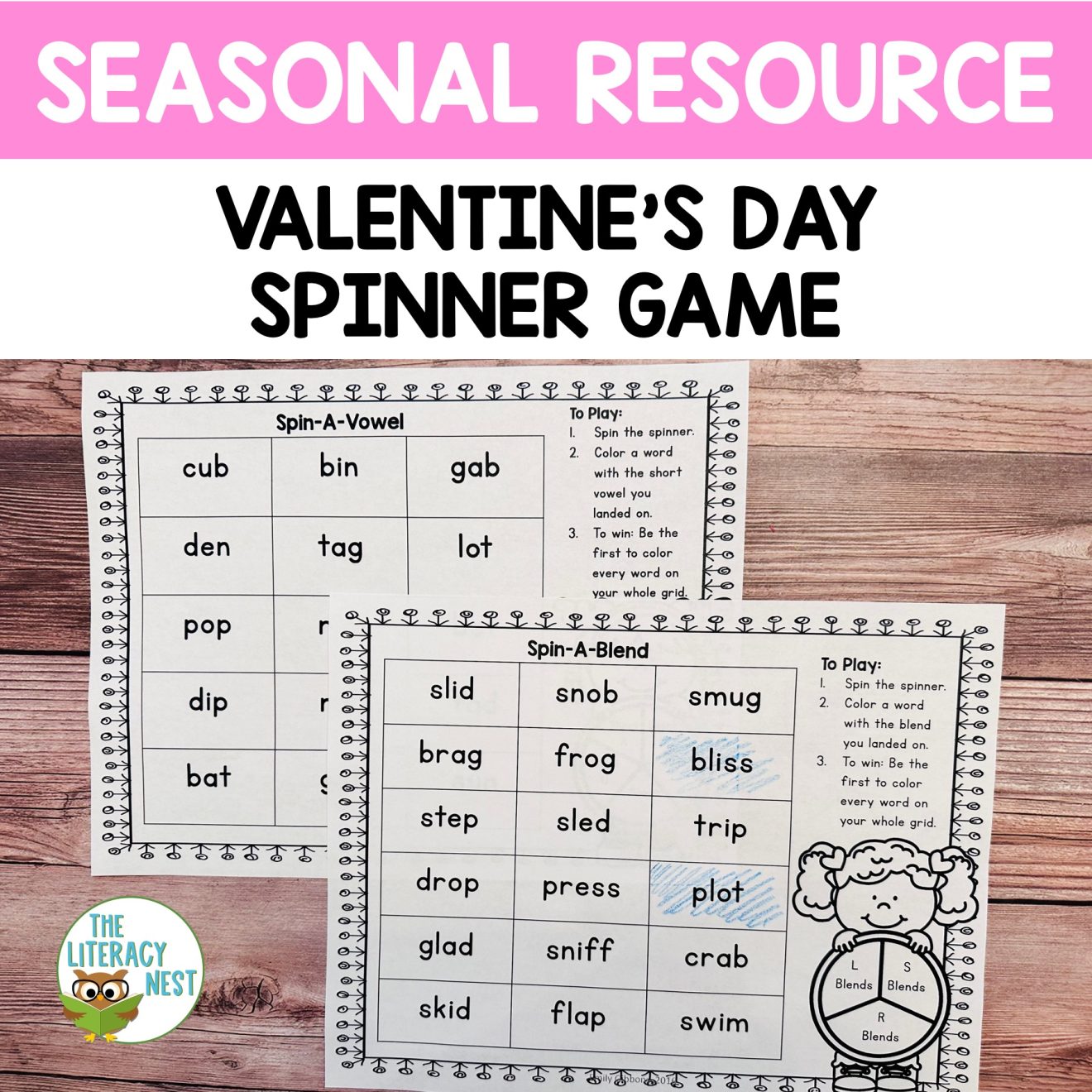 FREE Valentine's Day Vowels Literacy Game - The Literacy Nest