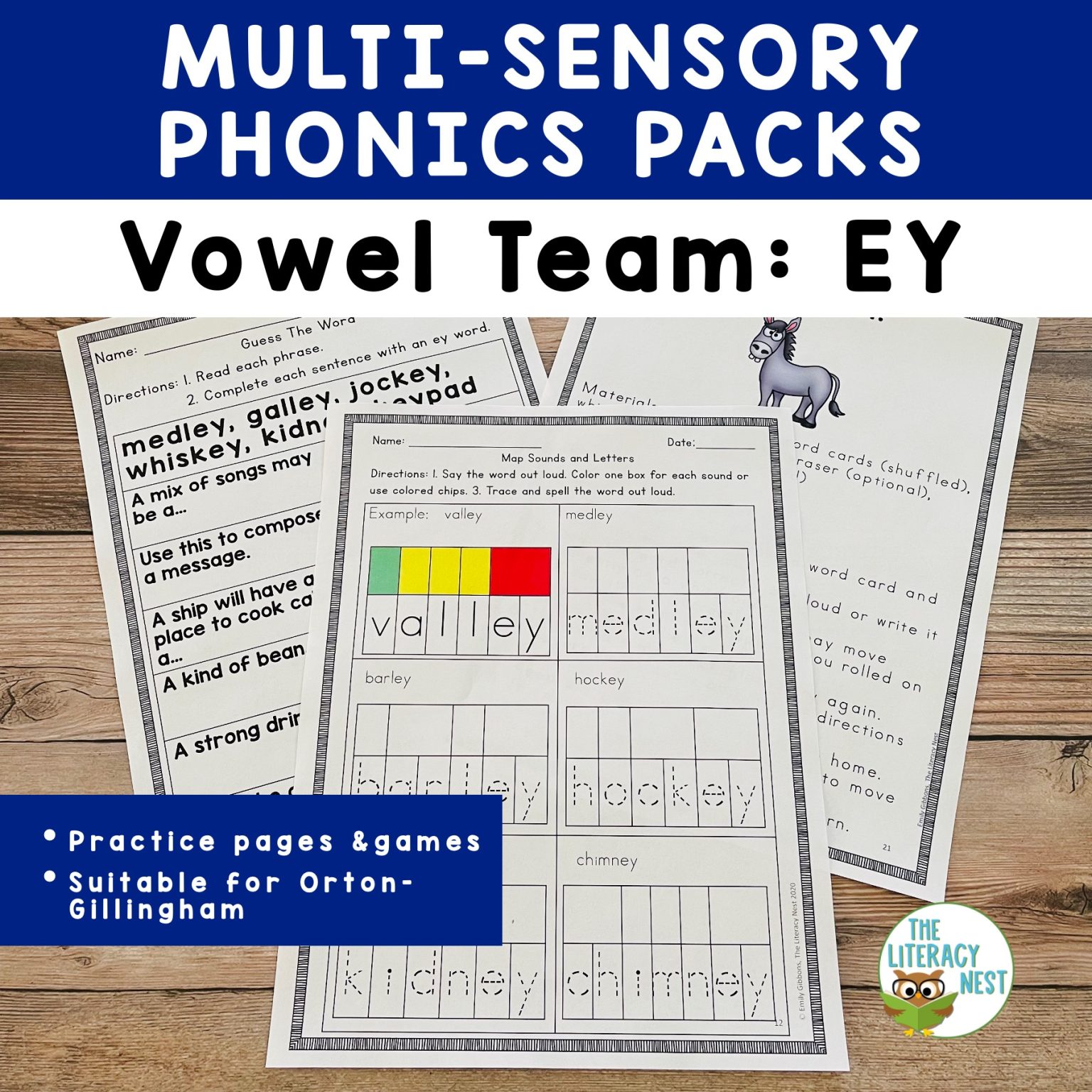 Vowel Team EY Long E Phonics Activities for Orton-Gillingham Lessons ...