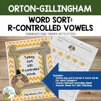 R-Controlled Vowels Thanksgiving Turkey Word Sort Activities - The ...