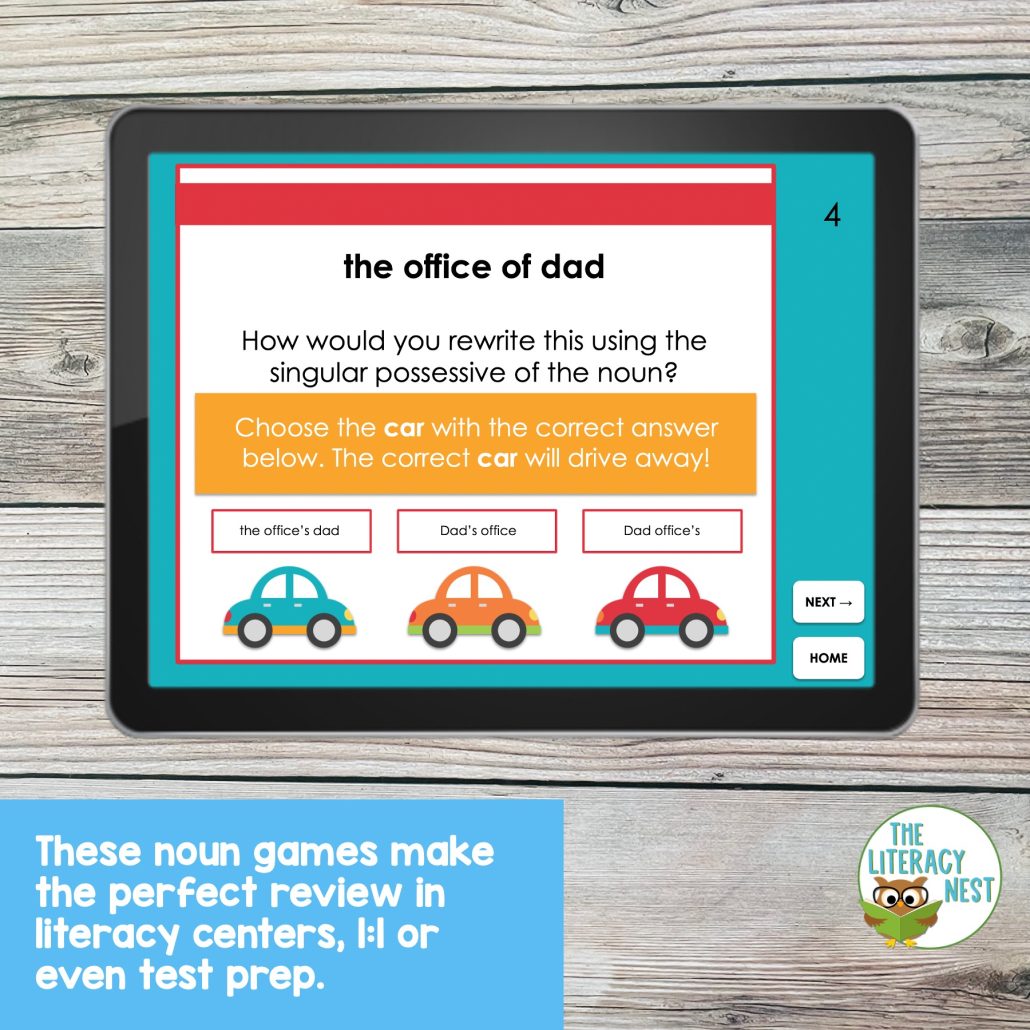 Parts of Speech Games for Nouns - The Literacy Nest