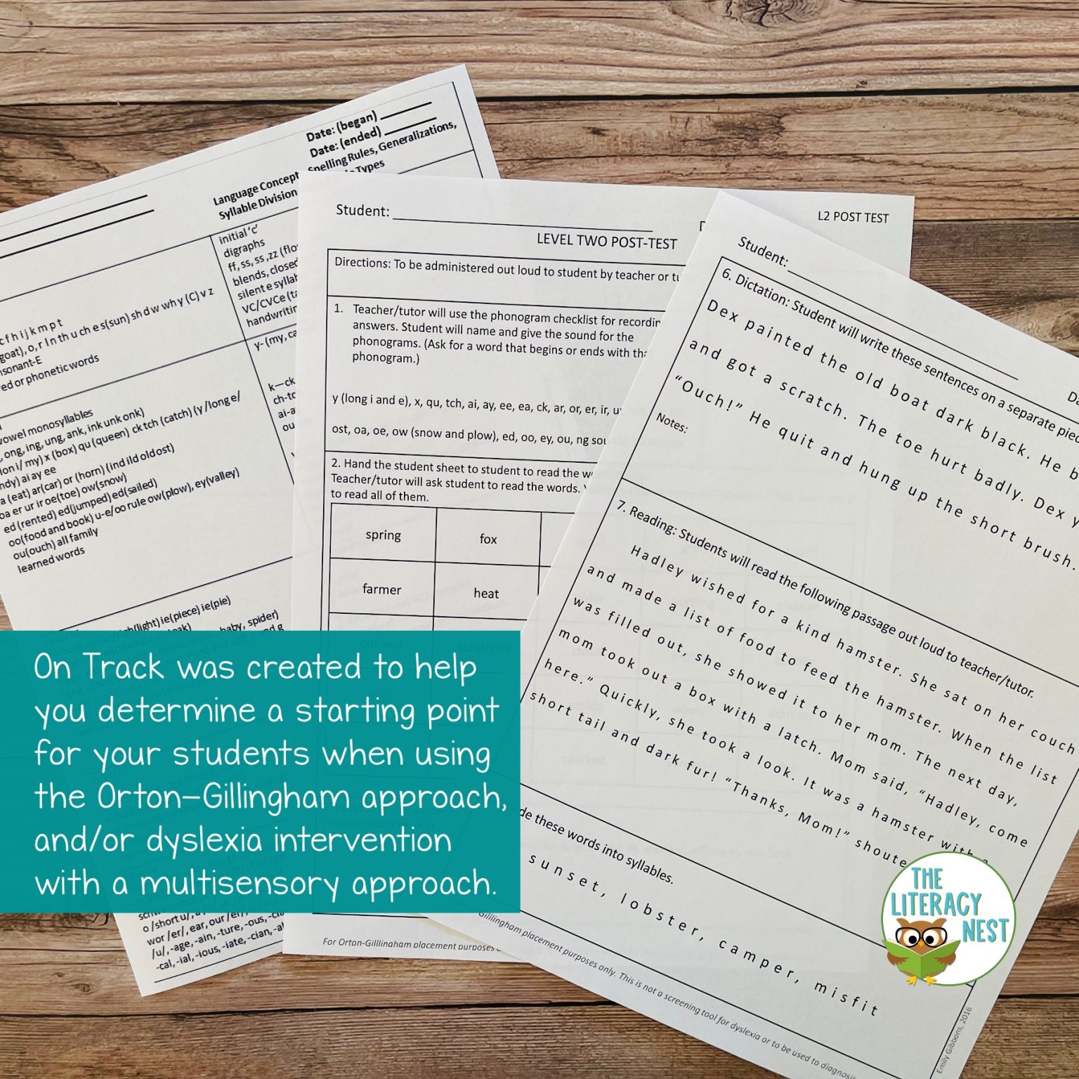 Orton-Gillingham Diagnostic Assessment BUNDLE with scope and sequence ...