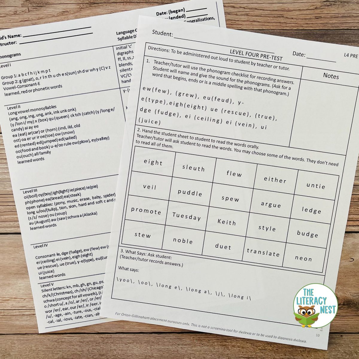 Orton-Gillingham Diagnostic Assessment BUNDLE with scope and sequence ...