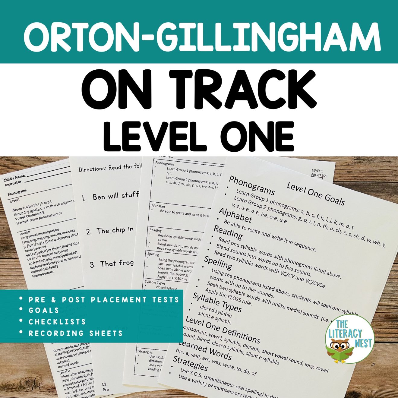 Orton-Gillingham Diagnostic Assessment with scope and sequence - The ...