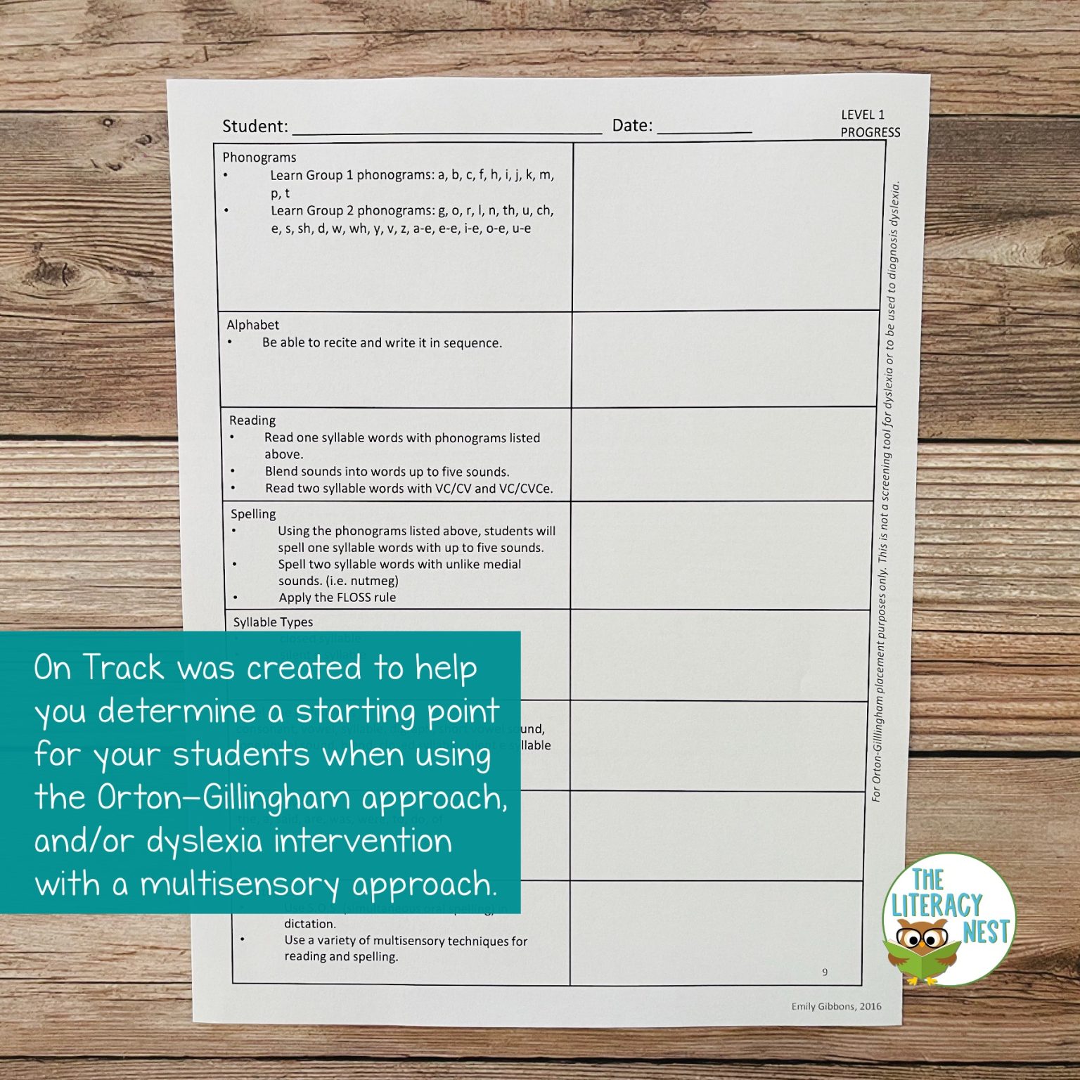 Orton-Gillingham Diagnostic Assessment with scope and sequence - The ...