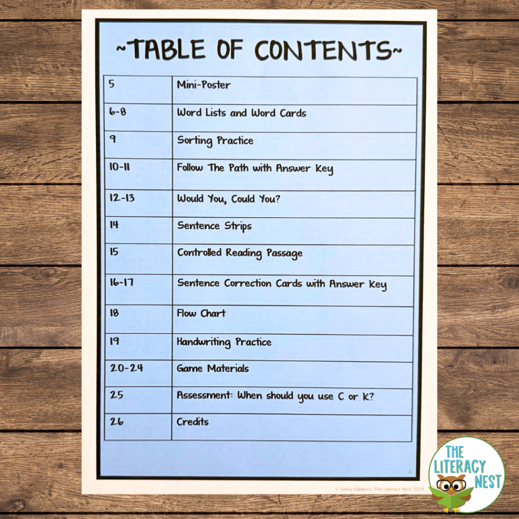 C or K Spelling Rules for Orton-Gillingham Lessons - The Literacy Nest