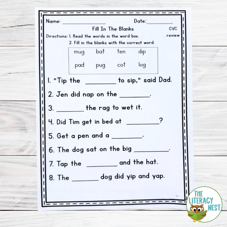 CVC Phonics Activities for Orton-Gillingham Lessons - The Literacy Nest