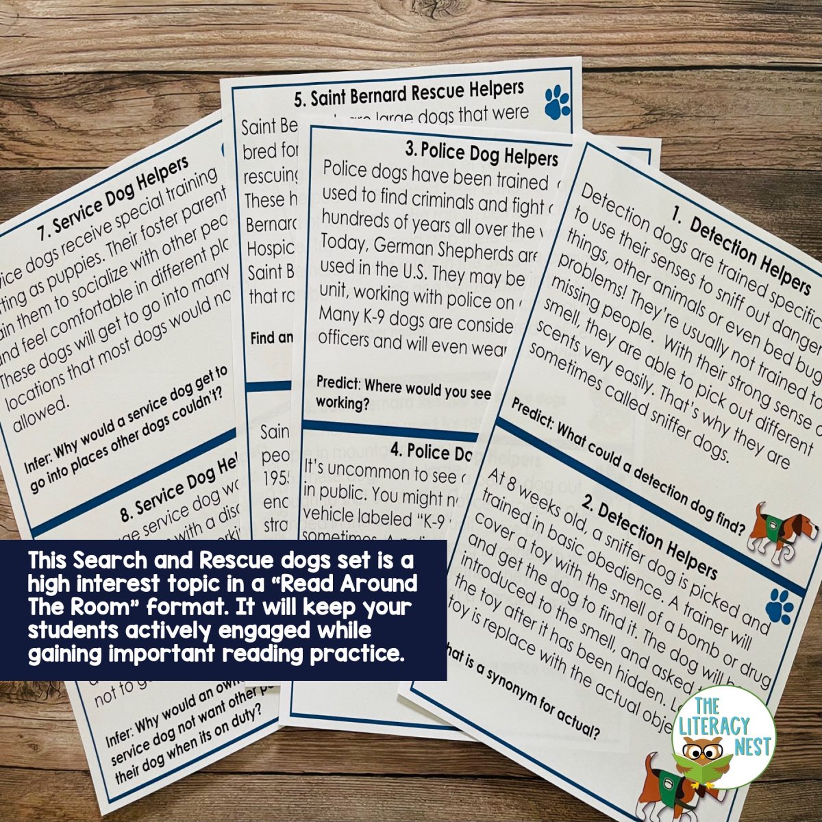 Nonfiction Task Cards: Search and Rescue Dogs - The Literacy Nest