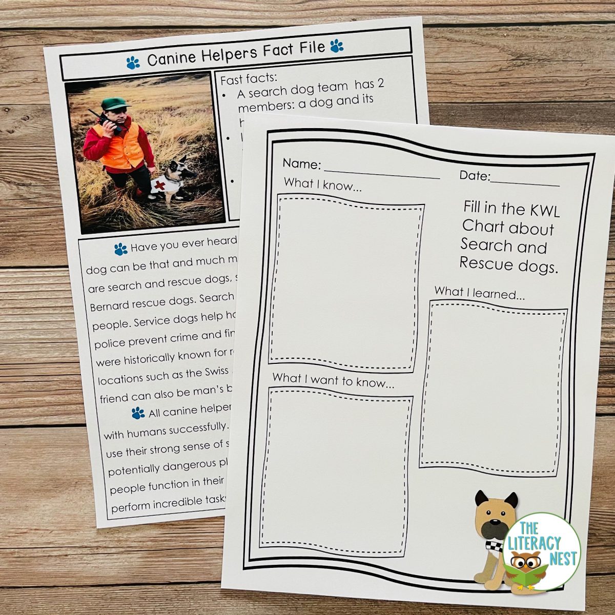 Nonfiction Task Cards: Search and Rescue Dogs - The Literacy Nest