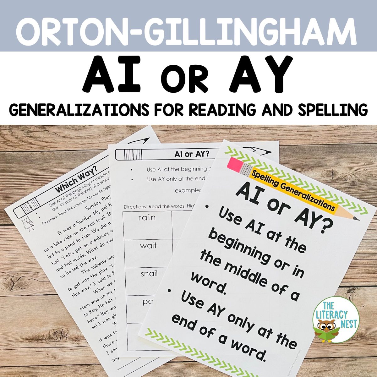AI and AY Spelling Rules for Orton-Gillingham Lessons - The Literacy Nest