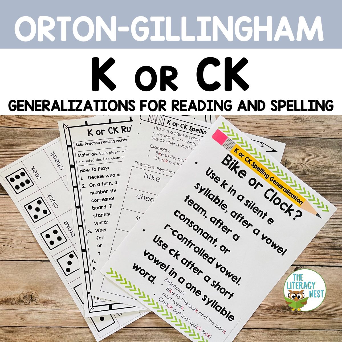 K or CK Spelling Rules for Orton-Gillingham Lessons - The Literacy Nest