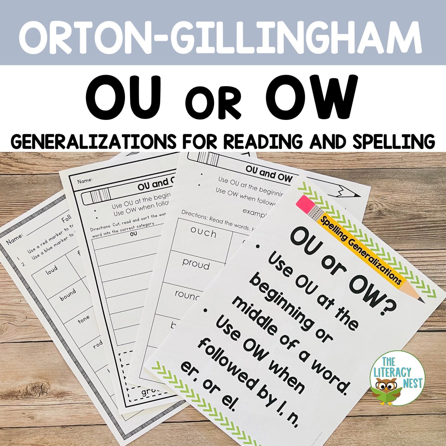 OU and OW Spelling Rules for Orton-Gillingham Lessons - The Literacy Nest