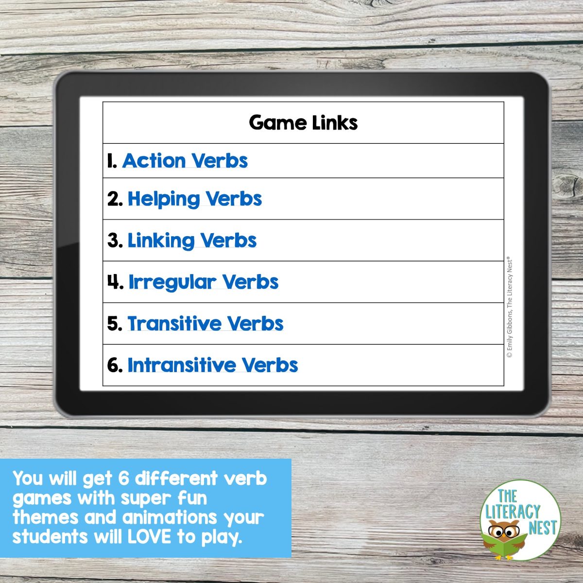 Parts of Speech Games for Verbs - The Literacy Nest