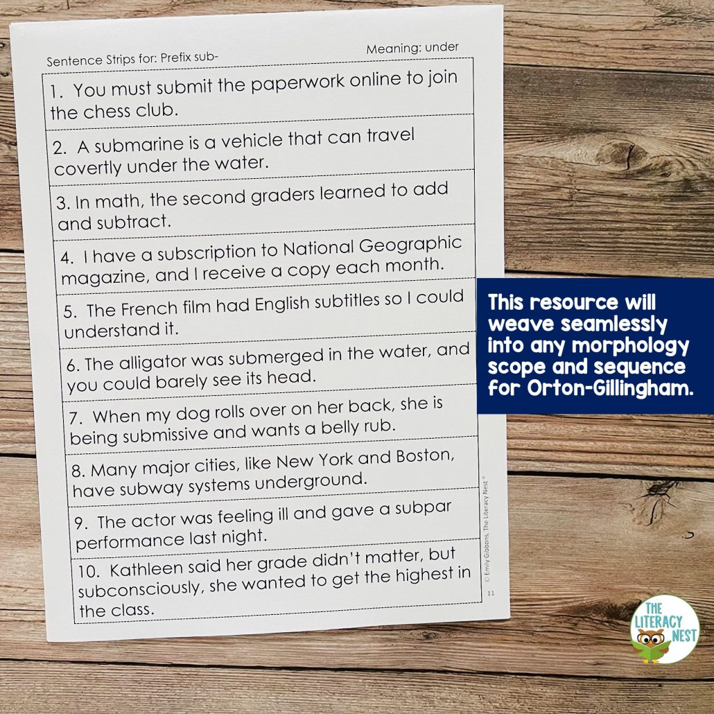 Morphology Sentences for Prefixes - The Literacy Nest
