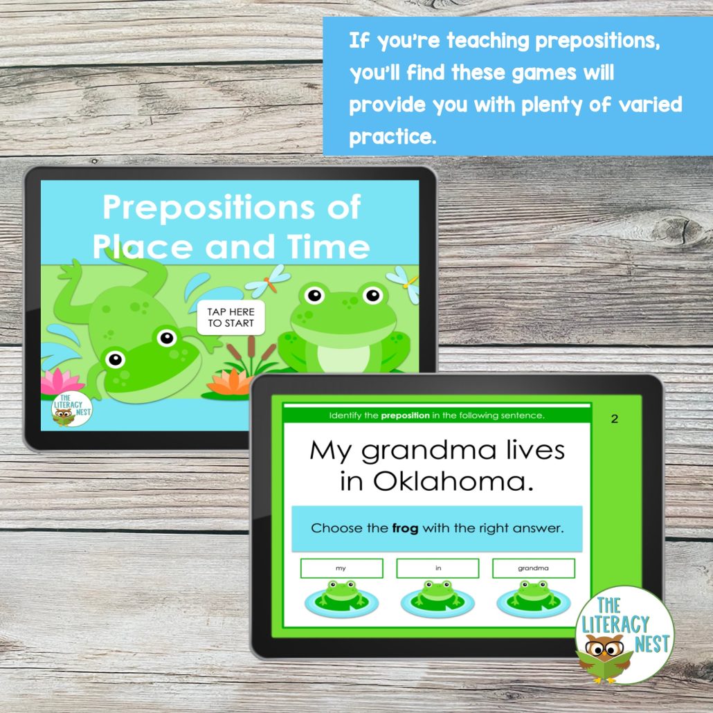Parts of Speech Games Prepositions, Prepositional Phrases - The ...