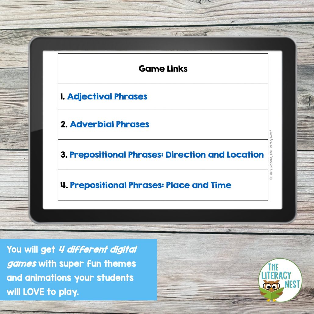 Parts of Speech Games Prepositions, Prepositional Phrases - The ...